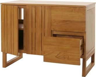 Hhg Neuwertig] Teak-Waschbeckenunterschrank HHG 497, Waschtisch Schrank, hochwertiges B-Grade-Teak (Kernholz, 20-30 Jahre), 82x106x56cm