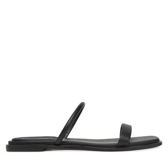 Calvin Klein Pantoletten Calvin Klein Flat Sandal Squared 2-Bar Lth HW0HW02532 Schwarz