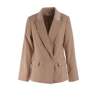 Fracomina Doppelreihiger Blazer mit Satinrevers - - Jackets - Damen - Braun - S