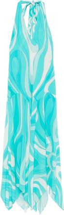 Pucci Asymmetrisches Kleid mit Marmo-Print - Blau