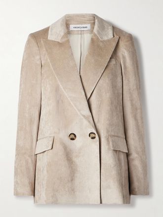 Veronica Beard Blazer &Agrave; Double Boutonnage En Velours De Coton M&eacute;lang&eacute; C&ocirc;tel&eacute; Sevyn Dickey - Neutres