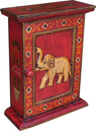 Guru Shop Schl&uuml;sselkasten, Bemalte Schl&uuml;ssel Ablage Box mit T&uuml;r - Muster 8, 30x23x9 cm