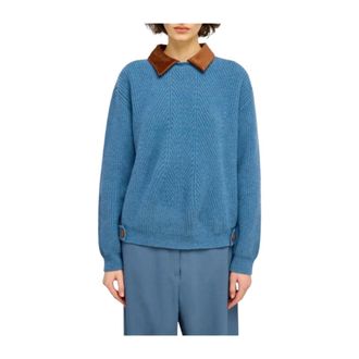 Semicouture Pull &agrave; col rond Y6Wg17L750 - Femme - Pulls - Bleu - Taille: 42 FR