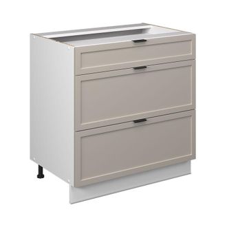 Vicco Meuble cuisine Fame-Line, GrisBeige, 80 cm avec 3 tiroirs, PT Ch&ecirc;ne, Vicco