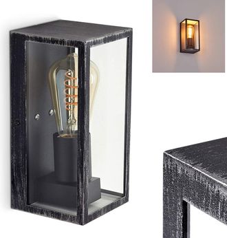 HOFSTEIN Au&szlig;enwandleuchte Hakkas, Wandlampe aus Metall in schwarz/silber und klaren Glas, 1-flammige Au&szlig;enlampe mit Lichteffekt, 1 x E27,ohne Leuchtmittel