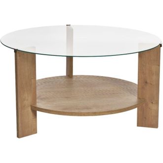 Calicosy Couchtisch mit 2 Platten, davon eine aus geh&auml;rtetem Glas &Oslash;75 cm - CLARA