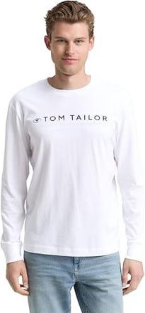 Tom Tailor Tom Tailor T-Shirt &agrave; Manches Longues pour Homme avec Logo imprim&eacute;, Blanc 20000., 3XL