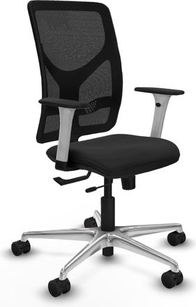 Piqueras y Crespo B&uuml;rostuhl, schwarz, mit wei&szlig;en und schwarzen Armlehnen, h&ouml;henverstellbare Lendenwirbelst&uuml;tze, ausgestattet mit Syncro/Traslack und Schneideschaum, Sch