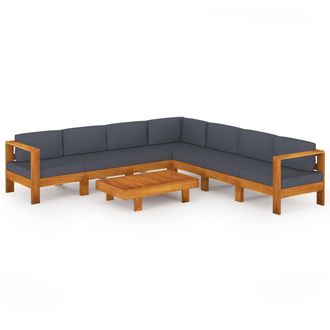 vidaXL Vidaxl - Set Divani Giardino 8 Posti Cuscini Grigi Scuro Massello Acacia