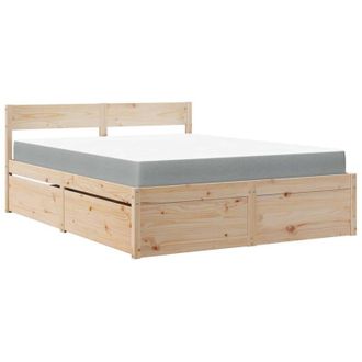 vidaXL Bett mit Schubladen und Matratze 140x200 cm Massivholz Kiefer Vidaxl