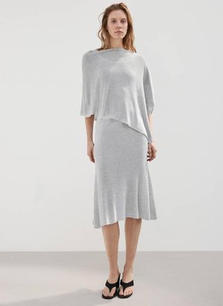 Mango Jupe midi maille fine gris chin&eacute; clair - Femme - XS - MANGO