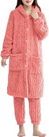 Generic Ensemble de pyjama en polaire pour femme, ensemble de v&ecirc;tements de d&eacute;tente &agrave; manches longues - Manteaux et pantalons d&eacute;contract&eacute;s - V&ecirc;tements de nuit 