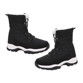 Supvox Bottes de Neige Chaudes pour Femmes Bottines DHiver Doubl&eacute;es de Peluche Hautes Confortables et Isolantes Semelle Antid&eacute;rapante Noir Taille 41 pour Act