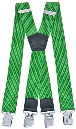 Miobo Bretelles en X ou en Y de 4 cm de large avec 3 ou 4 pinces Convient pour homme et femme Coloris au choix - Vert - Taille Unique