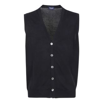 Drumohr V-Neck Weste - - Knitwear - Herren - Blau - 3XL