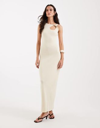 4th & Reckless Robe sans manches en maille fine avec d&eacute;coupes et d&eacute;tail m&eacute;tallique dor&eacute; - Citron-Jaune