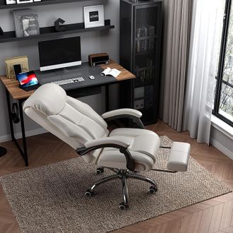 Generic Ergonomischer B&uuml;rostuhl, neigbarer B&uuml;rostuhl, Ledersessel mit Armlehnen und Rollen, Belastbarkeit 200 kg