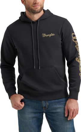Wrangler Herren Western Mens Long Sleeve Hoodie Kapuzenpullover, Schwarz (Jet Black), X-Large