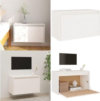 vidaXL Wandschrank Wei&szlig; 60x30x35 cm Massivholz Kiefer - Wandregal - Holz Regal - H&auml;ngeschrank - Speicherl&ouml;sung - Dekorationselement - Home & Living