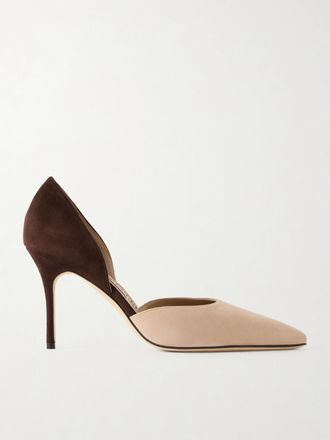 Manolo Blahnik Escarpins En Daim Bicolore Taylerbinu 90 - Marron