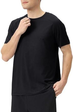 Generic T-shirt &agrave; col rond pour homme, l&eacute;ger et confortable, &agrave; manches courtes, couleur unie, s&eacute;chage rapide, respirant, extensible, d&eacute;contract&eacute;, haut de spor