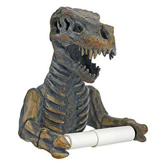 Design Toscano Toilettenpapierhalter - T. Rex Fossil-Skelett Dinosaurier-Badezimmer-Dekor - Toilettenpapier-Rolle - Badezimmer-Wand-Dekor