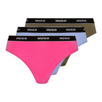 HUGO BOSS Femme, Sous-vêtements, Multicolore, Taille: 40 FR Coton Taille Élastique Lot de Trois Multicolore