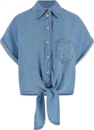 Guess Femme, Blouses et Chemises, Bleu, Taille: 36 FR Chemise en jean