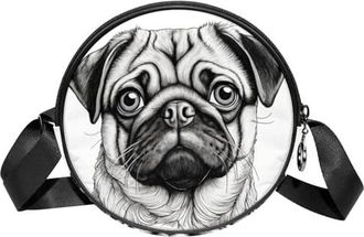 Generic Petit sac &agrave; bandouli&egrave;re circulaire pour femme, petit sac &agrave; bandouli&egrave;re avec fermeture &eacute;clair, bretelles r&eacute;glables, sac &agrave; main rond d&eacute;contract&eacute; pour fe