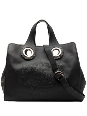 Burberry 2010-2025 Crest Embossed Smooth Calfskin Grommet satchel - Schwarz