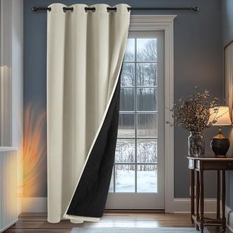 Deconovo Lot de 1 Rideau occultant, Opaque, avec Volants, Thermique, pour Chambre &agrave; Coucher, Salon, Isolation Thermique Dos Noir, 140L X 260H cm (1 Panneaux) B