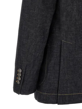 Brunello Cucinelli Double-Breasted Denim Blazer - Blue