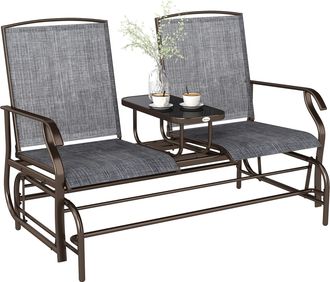 OUTSUNNY Hollywoodschaukel f&uuml;r den Garten mit Zwei Pl&auml;tzen mit Tisch 81 &times; 147 &times; 100 cm