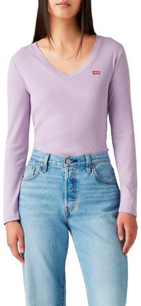 Levi's Damen Essential HM LS Vneck T-Shirt, Heirloom Lilac, XS