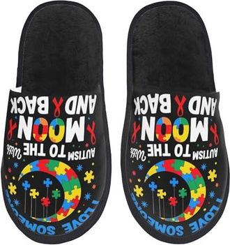 Generic Pantoufles De Maison JAime Avec LAutisme Jusqu&Agrave; La Lune Et Retour Lavables Accueil Pantoufles Portative Chaussons Pour Voyage Automne H&ocirc;tel M