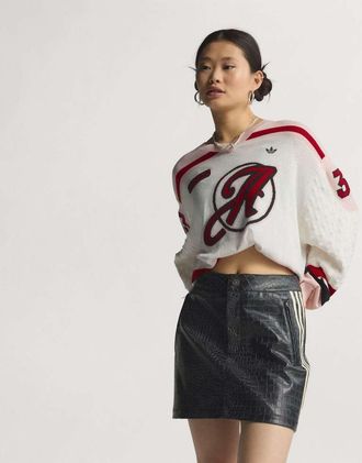 adidas Originals Mini-jupe en imitation cuir - Noir