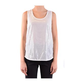 P.A.R.O.S.H. Wei&szlig;es &auml;rmelloses Tanktop mit Pailletten - - Tops - Damen - Wei&szlig; - XS