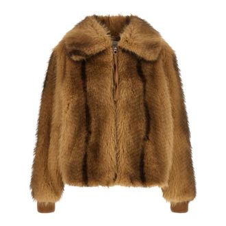 Nude Faux Fur Bomber Jacket - - Jackets - Damen - Braun - M