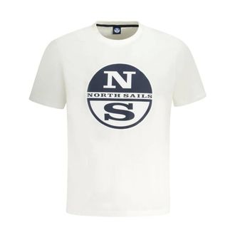 North Sails Homme, Tops, Blanc, Taille: S T-shirt Blanc en Coton &agrave; Col Rond