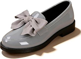 Generic Mocassins avec noeud pour femme - Grande largeur - &Eacute;l&eacute;gants, d&eacute;contract&eacute;s et confortables - Pour le travail, gris, 40.5 EU