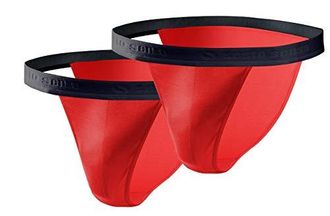 Sesto Senso Slip Tanga Coton Homme 2 Pack Sexy Culotte sous-vêtement XXL 2 Rouge