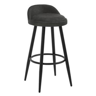 Woltu Tabouret Bar, Chaise de Bar, Chaise Haute Cuisine, avec Dossier et Repose-Pieds, Tabouret en Similicuir Vintage, Cadre en M&eacute;tal, Anthracite, BH327an-1