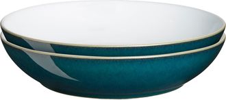 Denby Greenwich Pastasch&uuml;sseln, 2er-Set, sp&uuml;lmaschinen-, ofen-, mikrowellen- und gefriergeeignet, 1050 ml, 22 cm, gr&uuml;n-wei&szlig;es Keramik-Steingut-Geschirr, spl