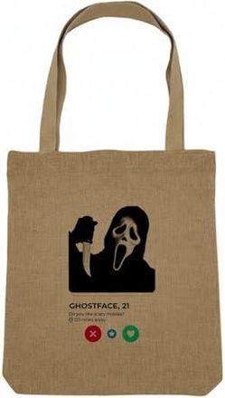 Fabulous Sac Shopping Tote Bag Aspect Lin - Ghostface Film Horreur R&eacute;seau Social Rencontre Amour - Sac de Courses Toile Epaisse 360g Beige Naturel Cabas Port&eacute; 