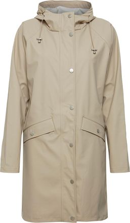 Ichi IHTAZI JA Damen Windbreaker Übergangsjacke Regenjacke Regenmantel mit Druckknöpfen und Kapuze, Größe:2XL, Farbe:Doeskin (151308)