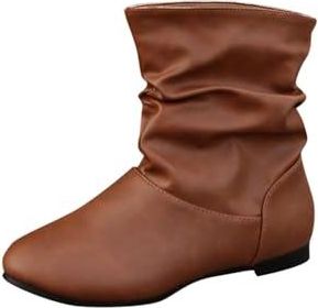Generic Bottines larges et confortables pour femme - Couleur unie - Talon bas - Style d&eacute;contract&eacute; - &Agrave; enfiler - Pour lautomne, marron, 37.5 EU