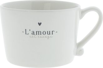 Bastion Collections Tasse mit Henkel Lamour est savage Keramik weiß schwarz Keramikgeschirr Küche gedeckter Tisch BC Cup