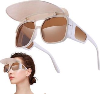 Generico Lunettes de soleil polaris&eacute;es surdimensionn&eacute;es pour femme - Lunettes de protection amusantes avec visi&egrave;re amovible, imperm&eacute;able &agrave; leau, voyage l&eacute;ger p