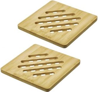 Westmark Untersetzer Tapas + Friends - quadratische Pfannenuntersetzer als Tischschutz, gegen Kratzer und Verbrennungen, ideal für Esstisch - Bambus, 17 x 17 c