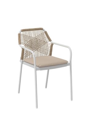 ambia GARDEN Gartenstuhl, Grau, Wei&szlig;, Metall, Kunststoff, Textil, F&uuml;llung: Schaumstoff, Rundrohr, 54.5x84x64 cm, stapelbar, St&uuml;hle